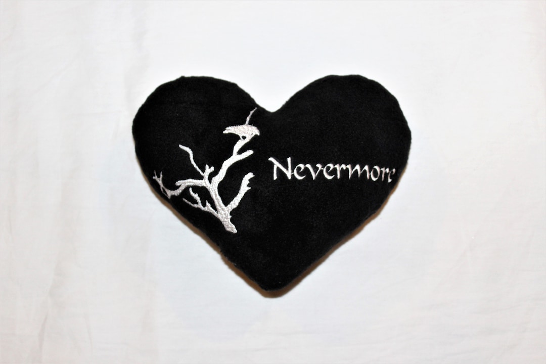 Edgar Allen Poe the Raven Nevermore Gothic Heart Shaped Pillow, 7x9 ...