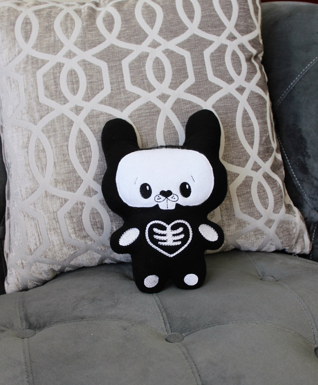 Goth Easter Plush Black Bunny 9" Sofa or Couch Pillow, Baby Goth ...