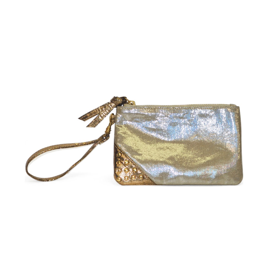 Wristlet Hand Bag- Gold - Small Hangbag - Womens Evening Metallic ...