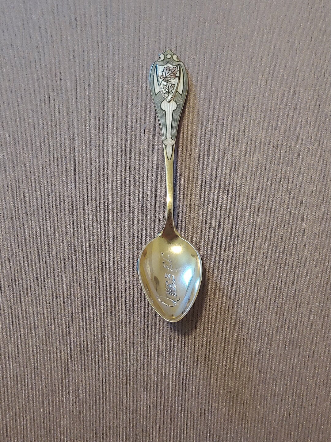 QUEBEC SOUVENIR SPOON - 1920's Sterling Including Enameling, Maple ...