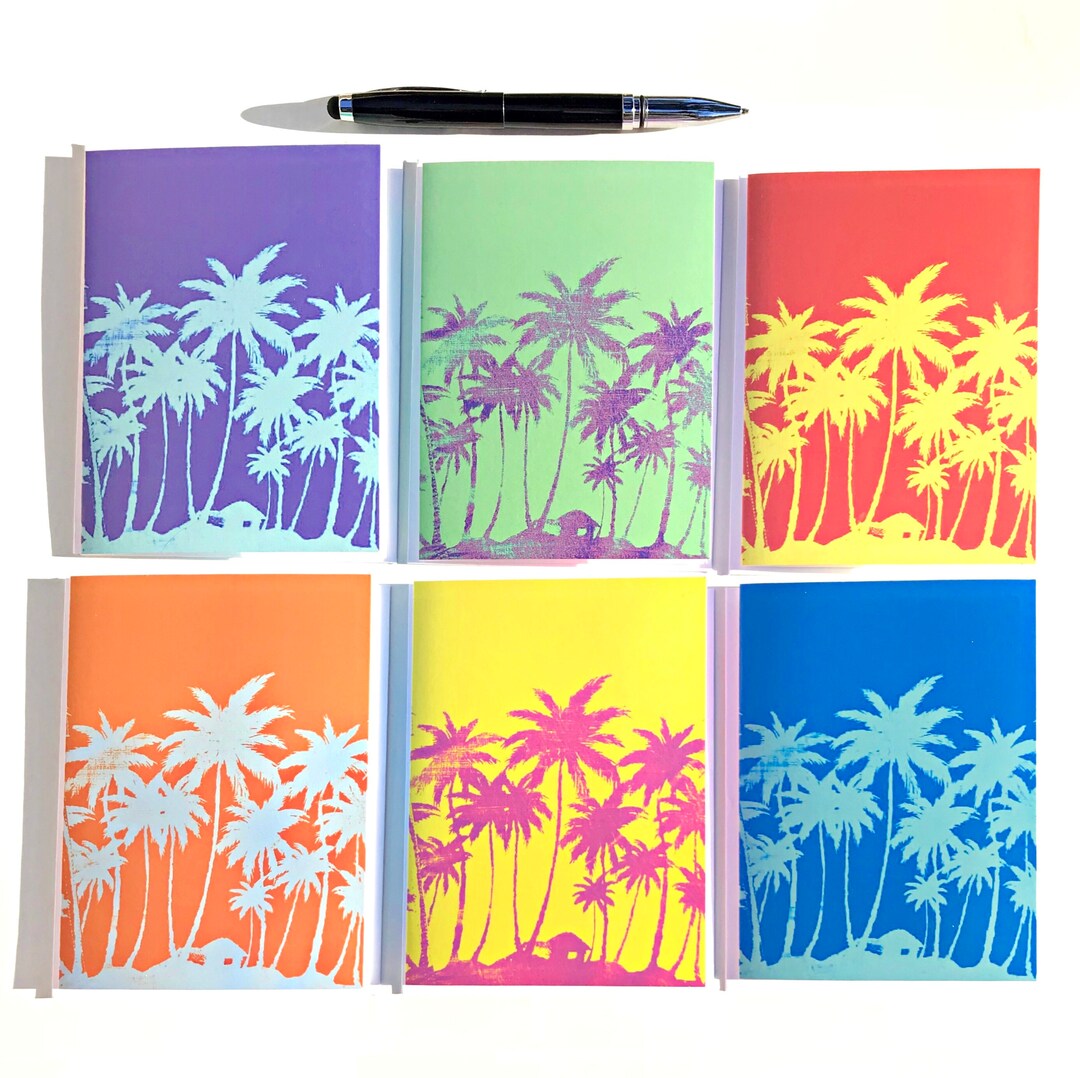 Tropical Palm Tree Note Cards With Colorful Liners Make Any Occasion ...