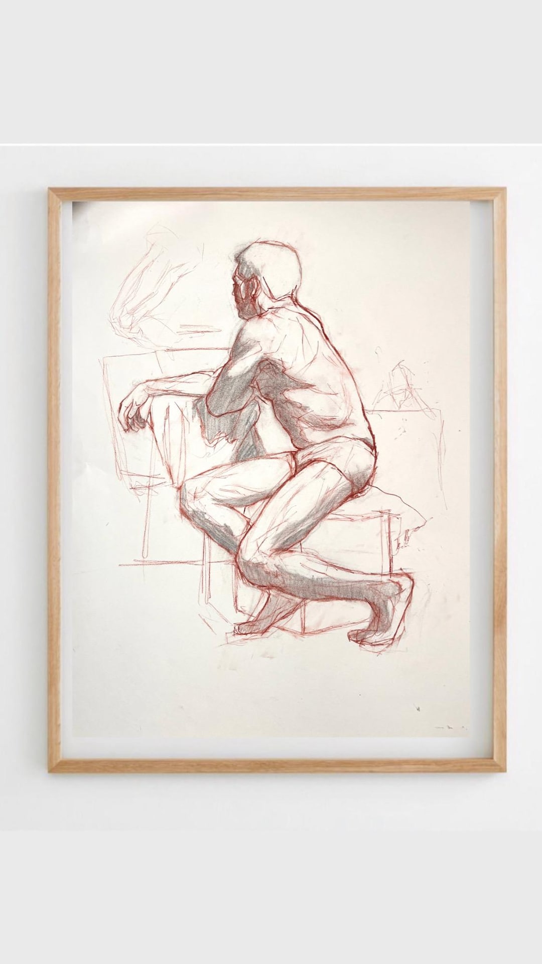 Red Charcoal Figure Study, Original Artist Drawing - Etsy