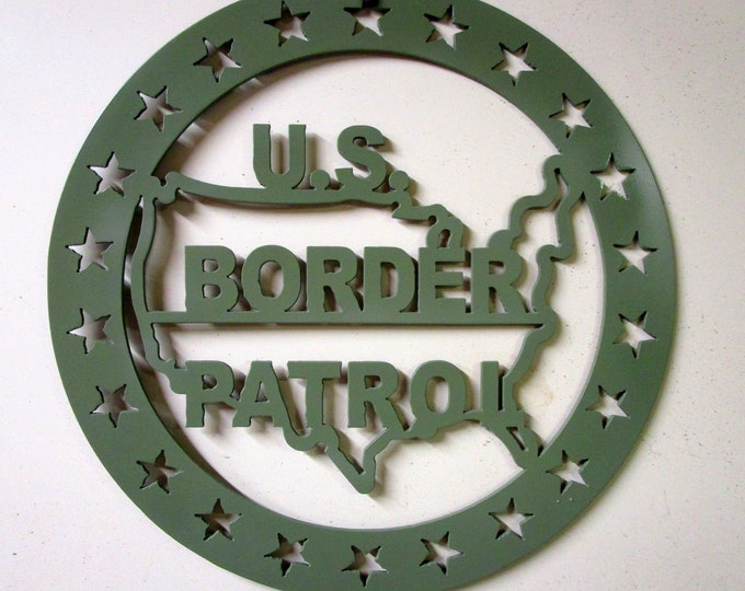 US Border Patrol Custom Metal Art Cut Out Hand Painted Silhouette 15 ...