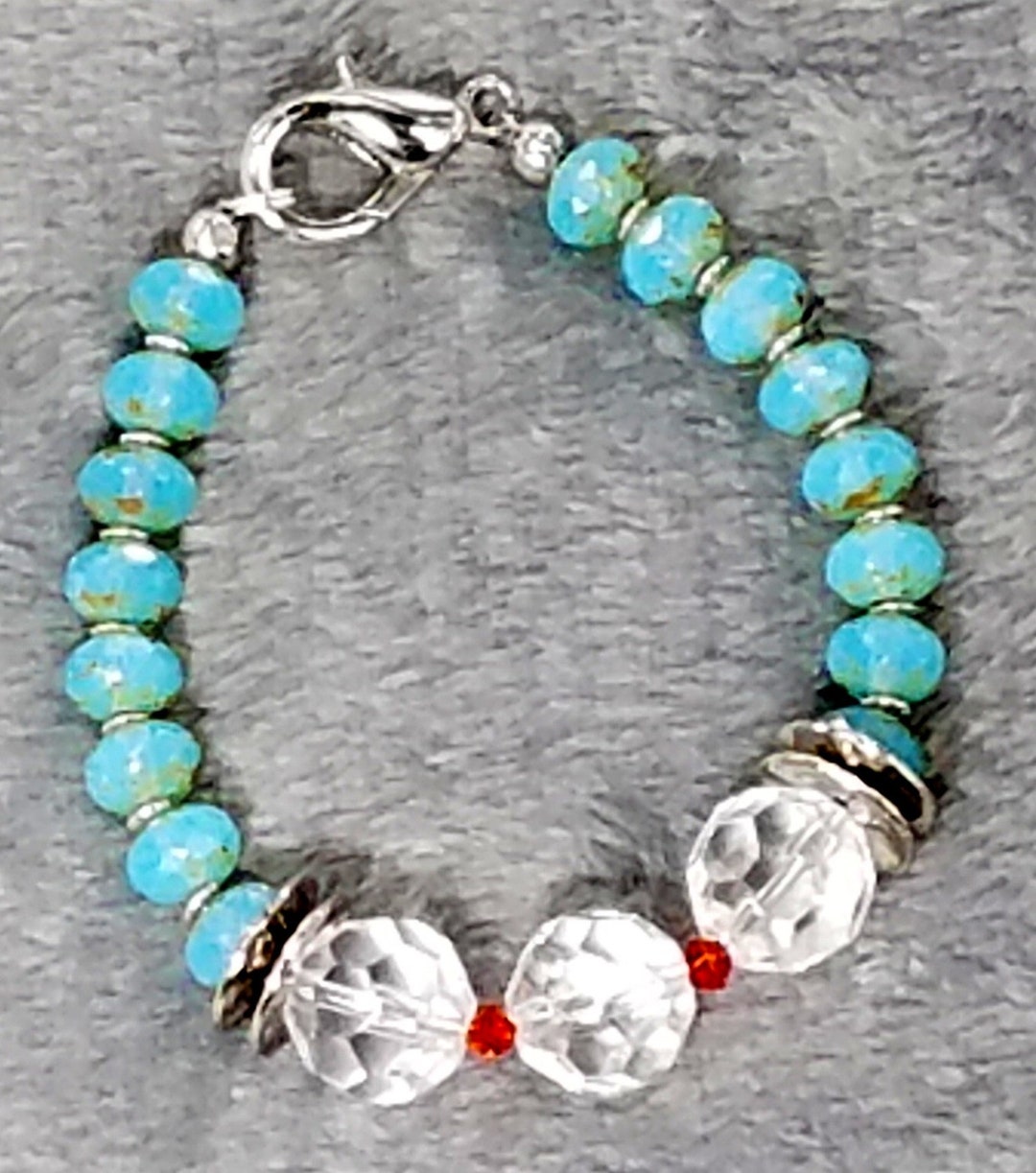 Pulsera turquesa / turquesa y claro facetado pulsera de - Etsy España