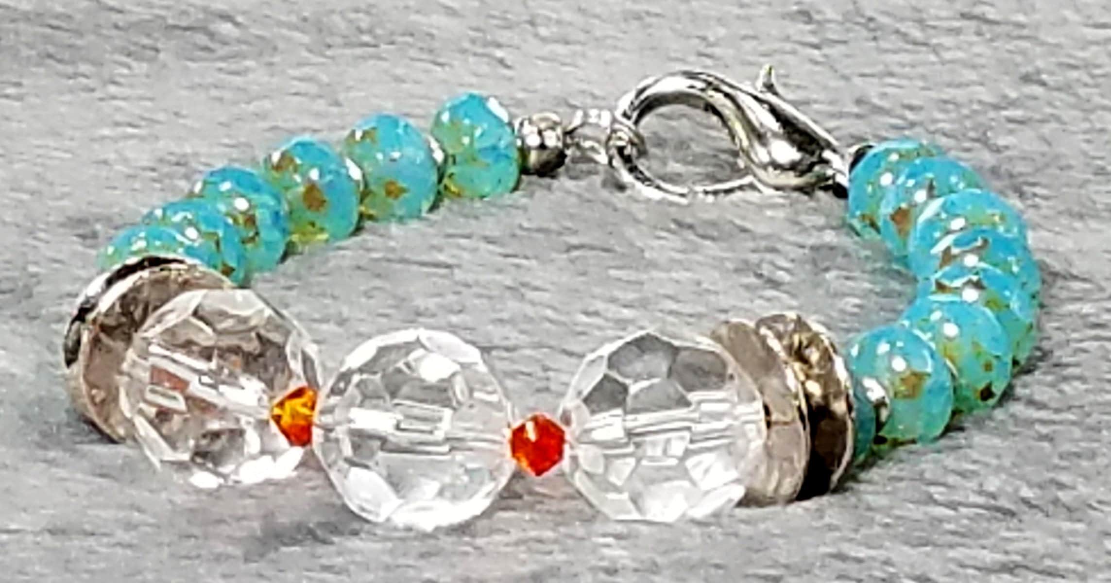 Pulsera turquesa / turquesa y claro facetado pulsera de - Etsy España