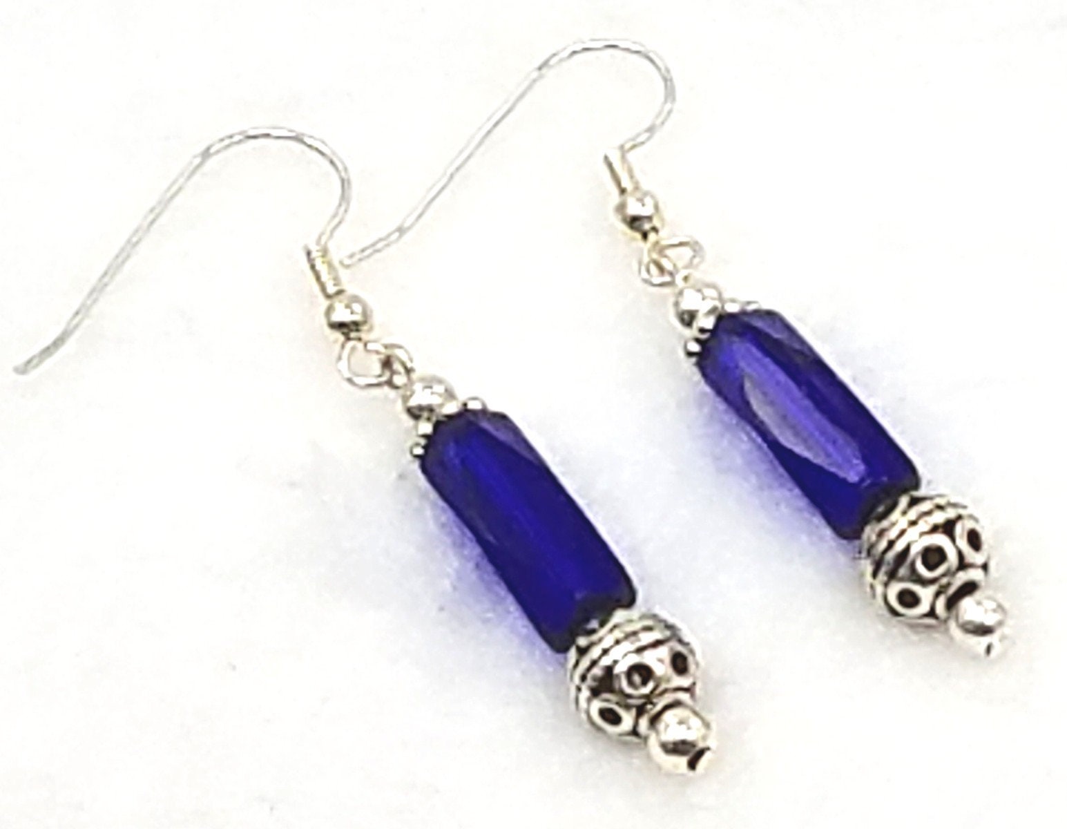 Pendientes azules / pendientes de cristal azul cobalto / pendientes ...