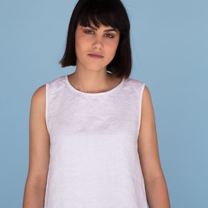 Linen Tank Top, Washed Linen T Shirt, Purple Summer Top, Linen Top for ...