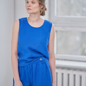 Linen Tank Top, Washed Linen T Shirt, Purple Summer Top, Linen Top for ...