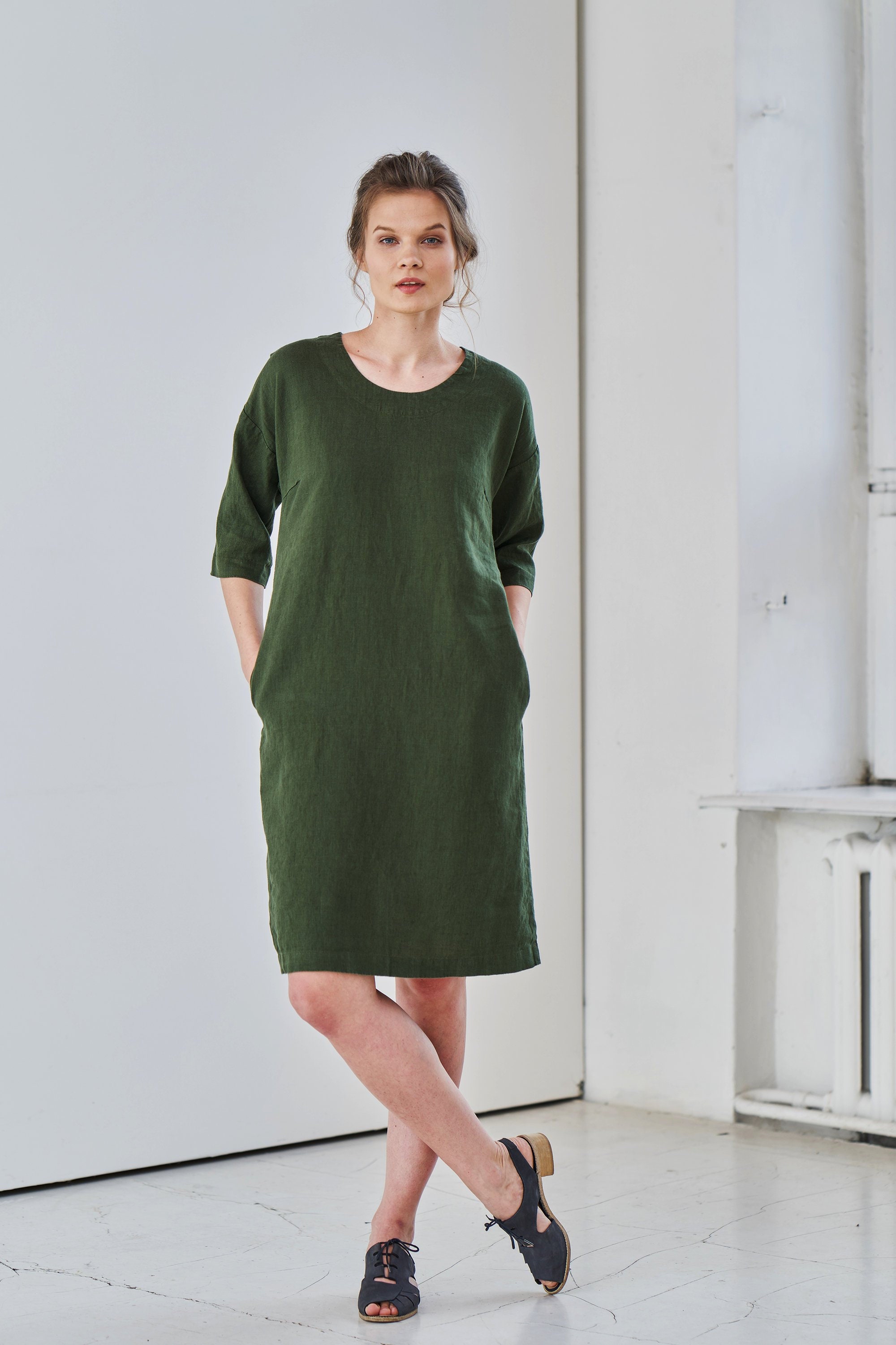 Linen Shift Dress, Linen Tunic Dress, Loose Linen Dress With Belt ...