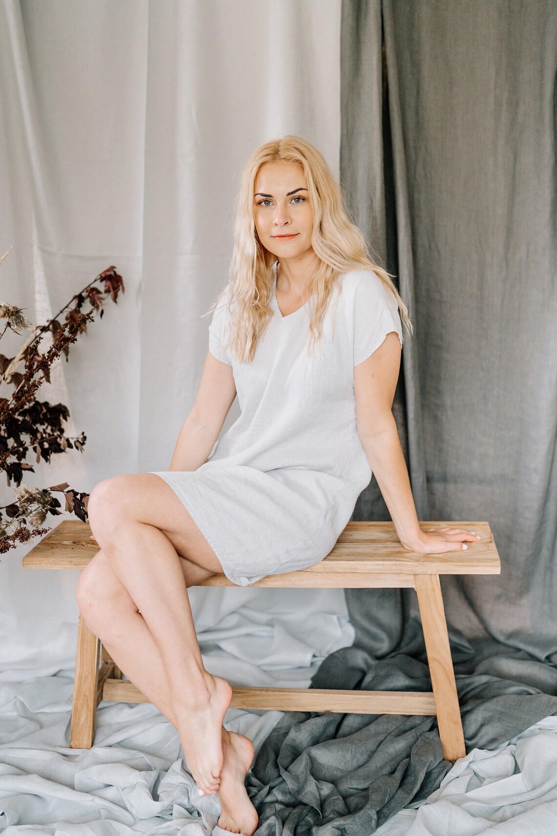 Linen Night Shirt, Linen Night Gown Women, Soft and Light Linen Night ...