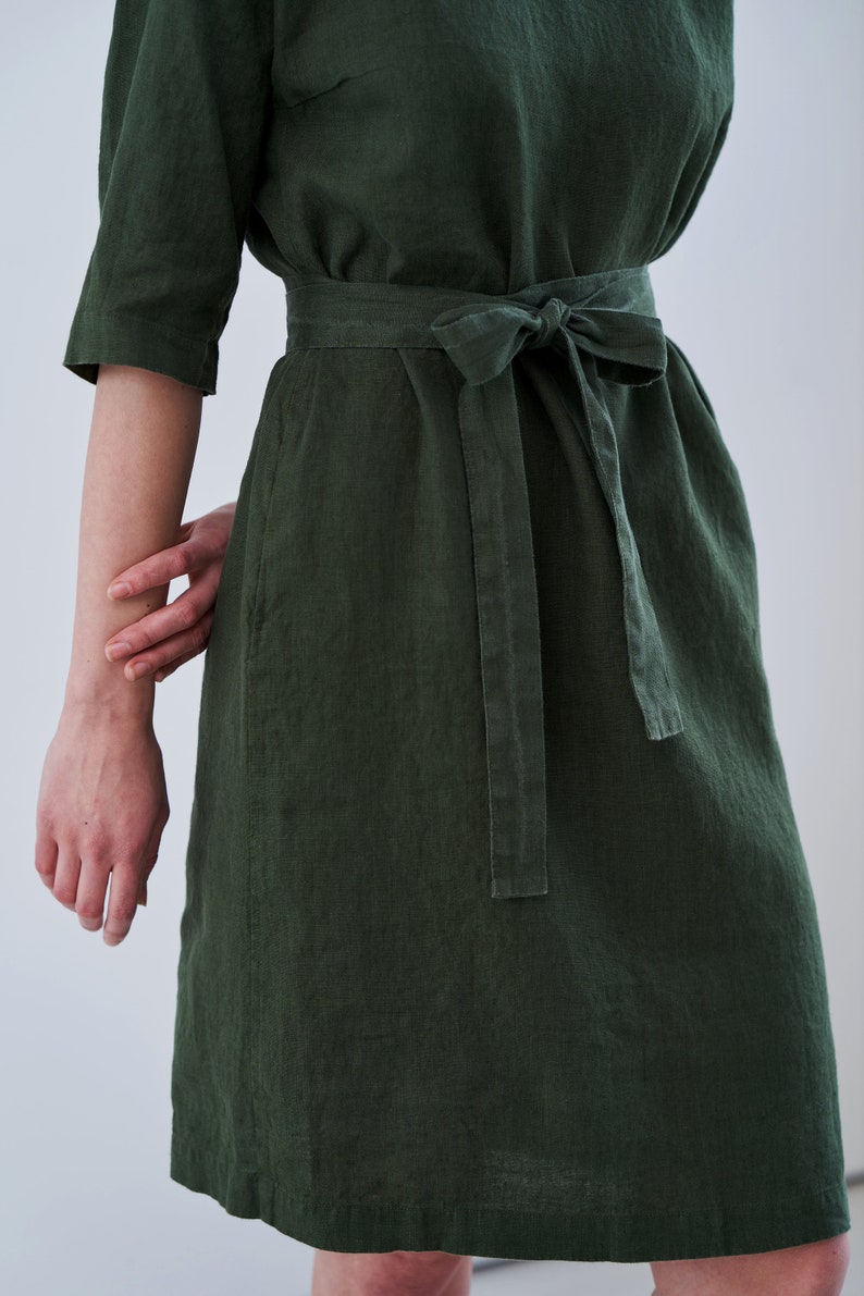 Linen Shift Dress, Linen Tunic Dress, Loose Linen Dress With Belt ...