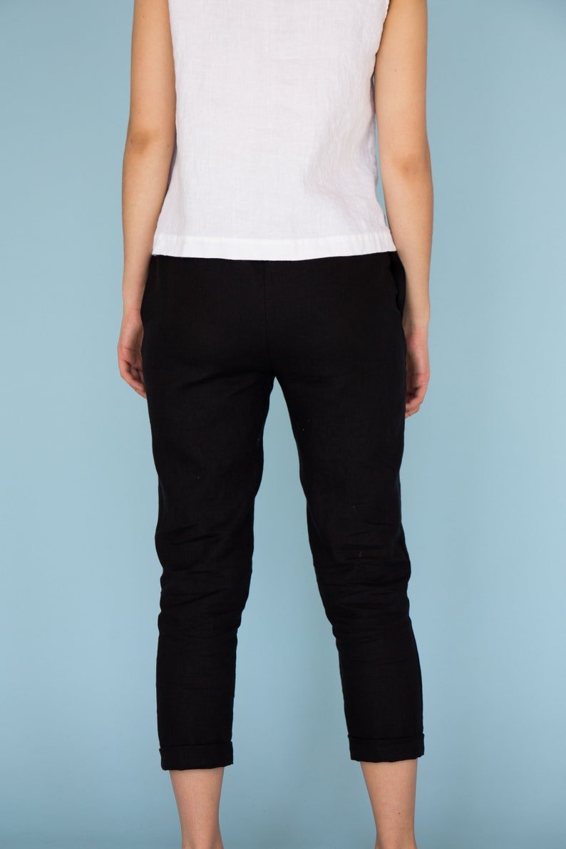Linen Pants Linen Capri Pants Regular Fit Linen Trousers - Etsy