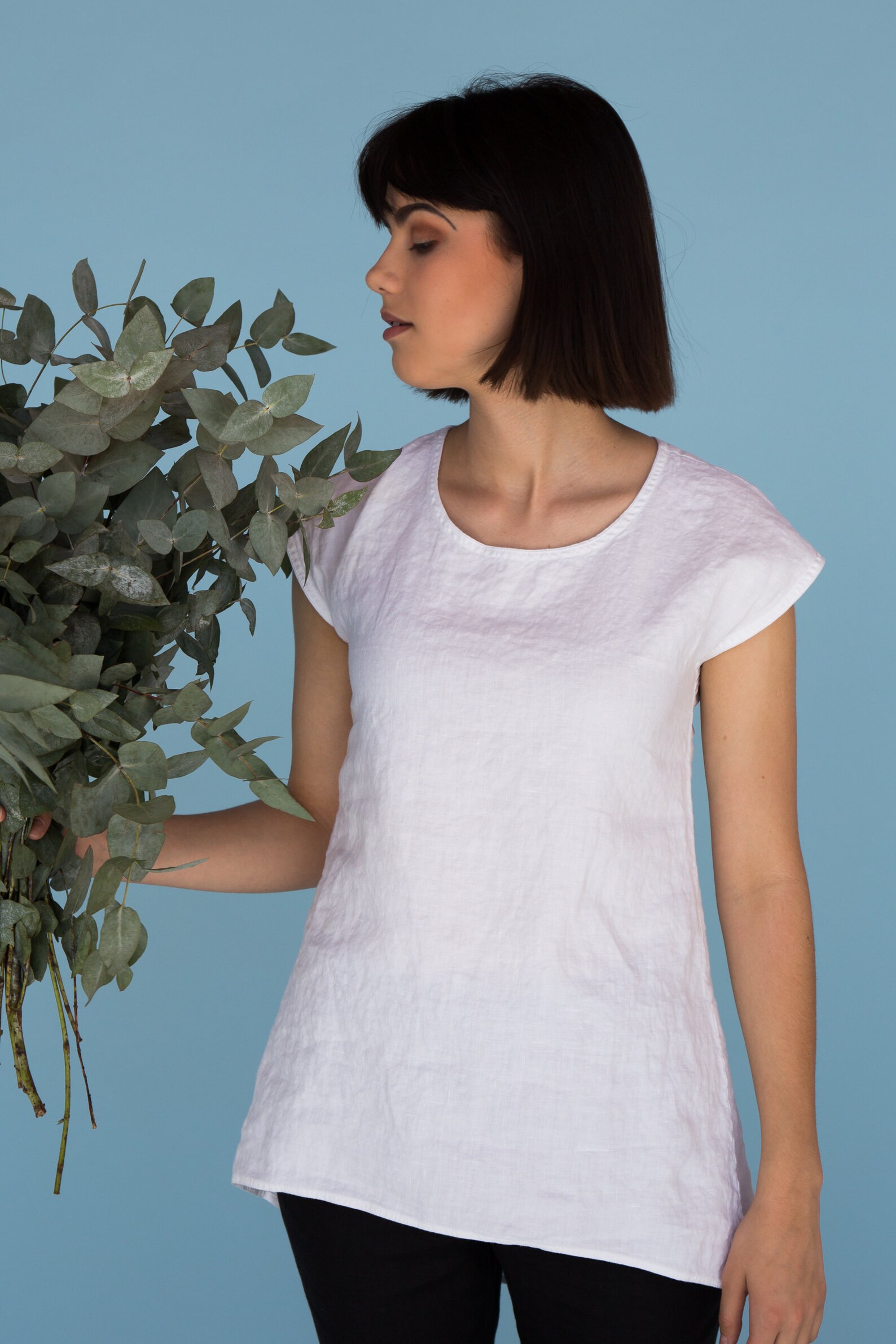 Linen Top, Washed Linen Shirt, White Linen Summer Tunic, Linen Top for ...