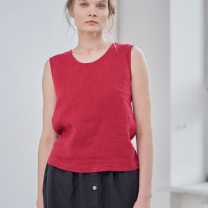 Linen Tank Top, Washed Linen T Shirt, Purple Summer Top, Linen Top for ...