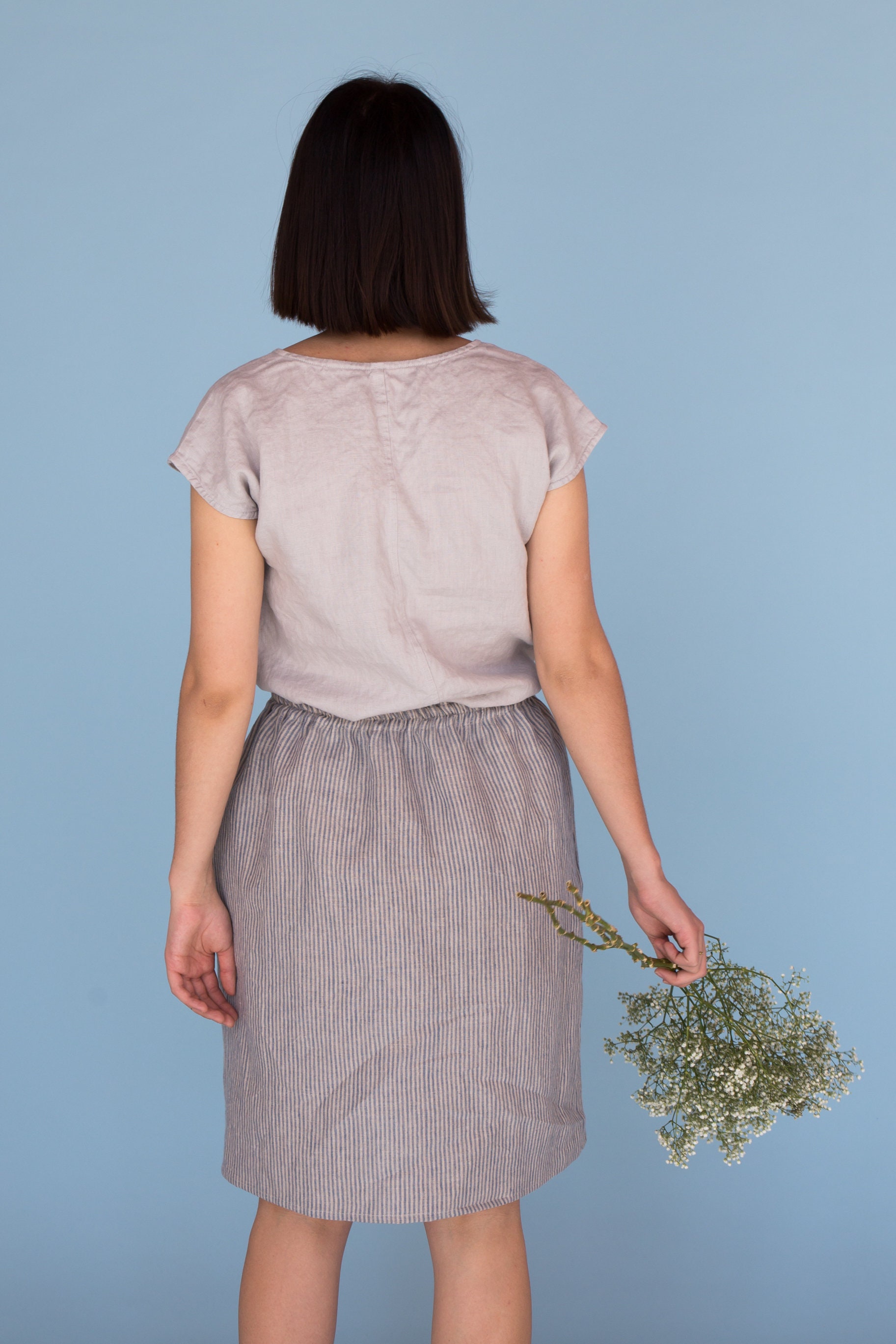 Linen Top, Washed Linen T Shirt, Grey Summer Top, V Neck Top for Women ...