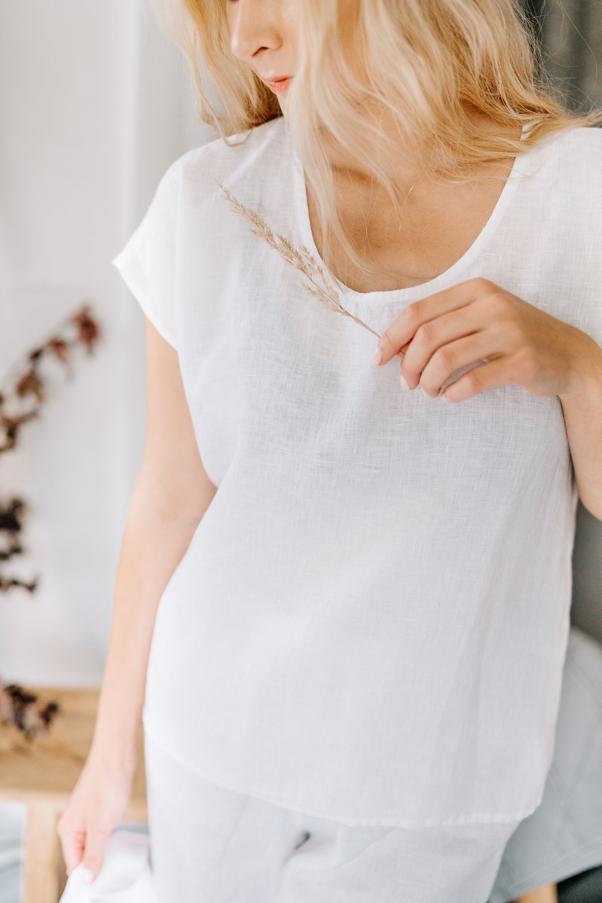 Linen Pajamas Set, Linen Sleepwear Women, Short Linen Sleepwear Set ...