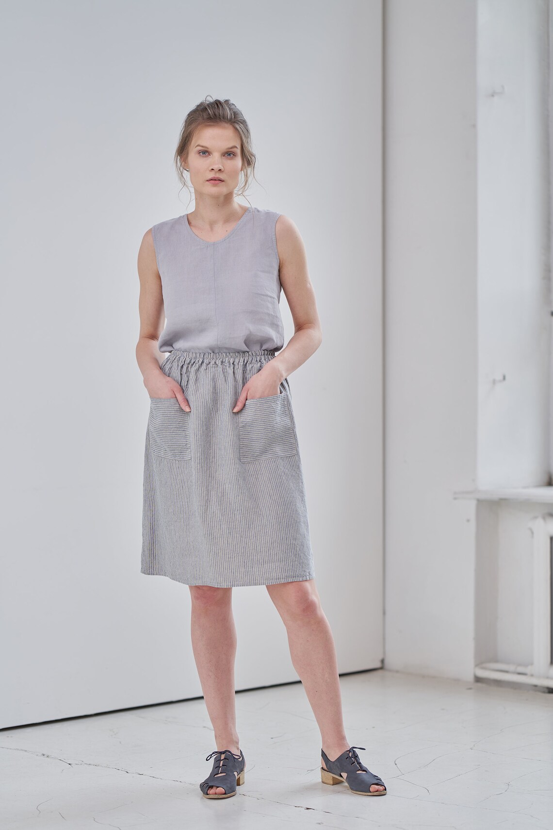 Linen Tank Top Washed Linen T Shirt Purple Summer Top Linen - Etsy