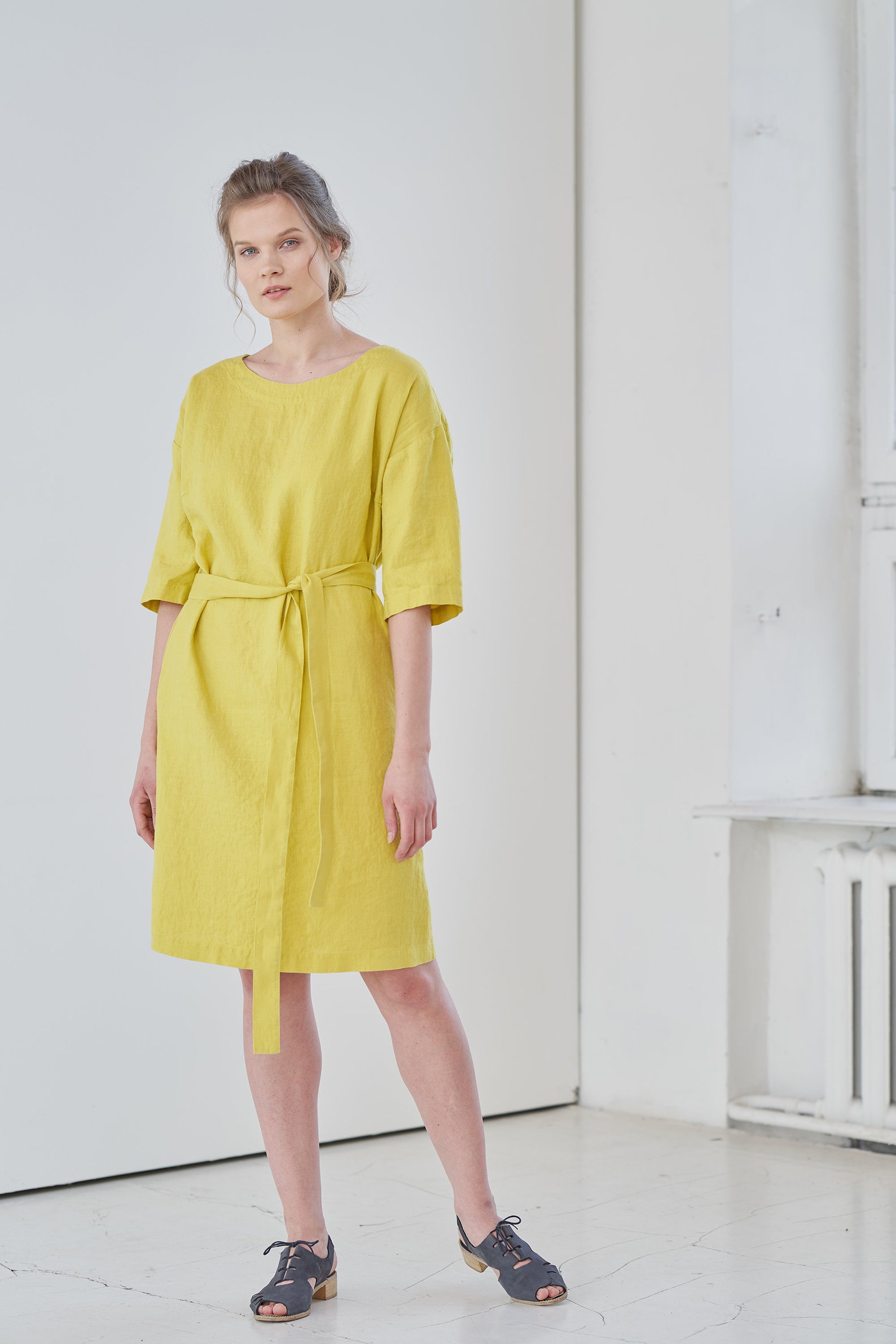 Linen Shift Dress, Linen Tunic Dress, Loose Linen Dress With Belt ...