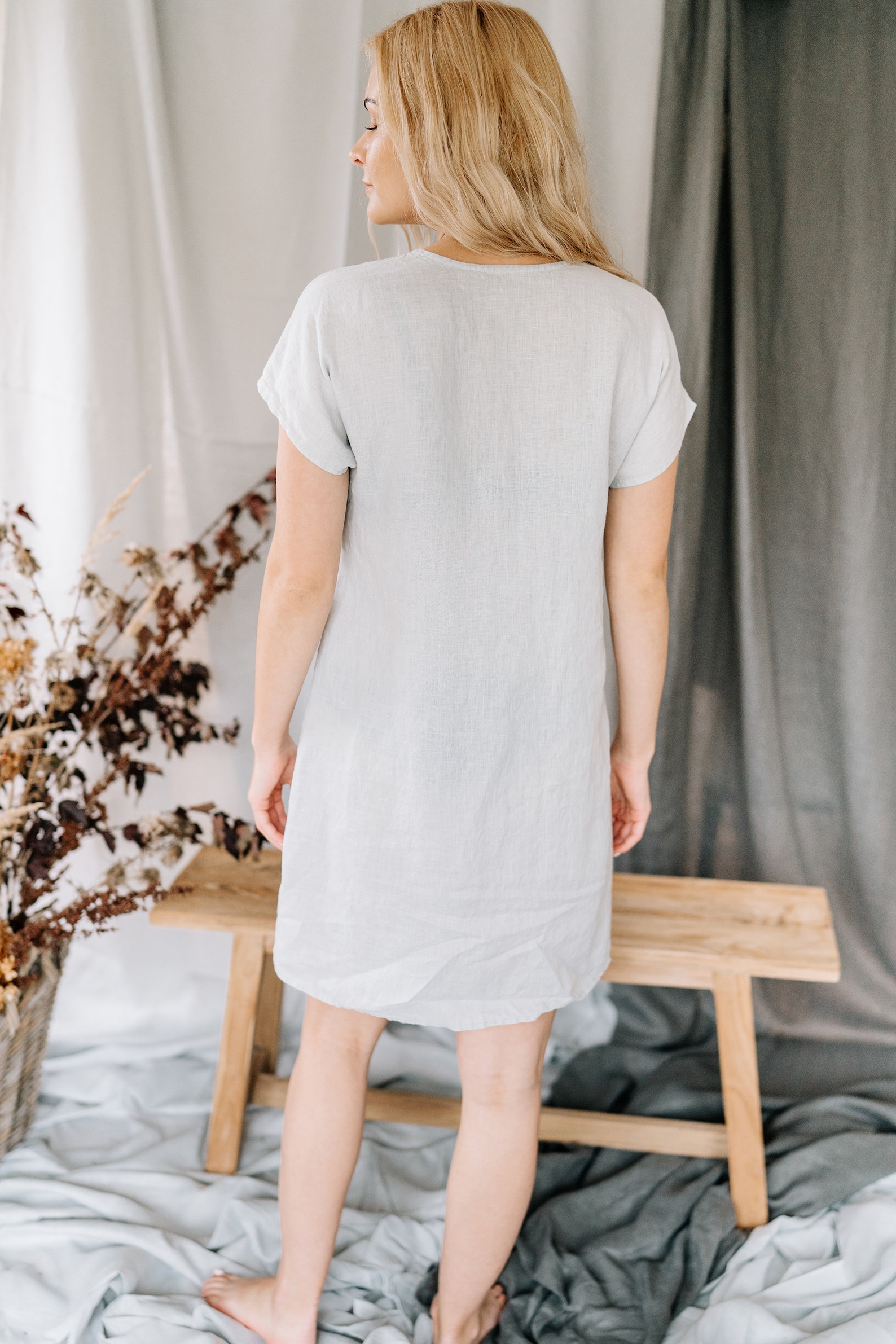 Linen Night Shirt, Linen Night Gown Women, Soft and Light Linen Night ...