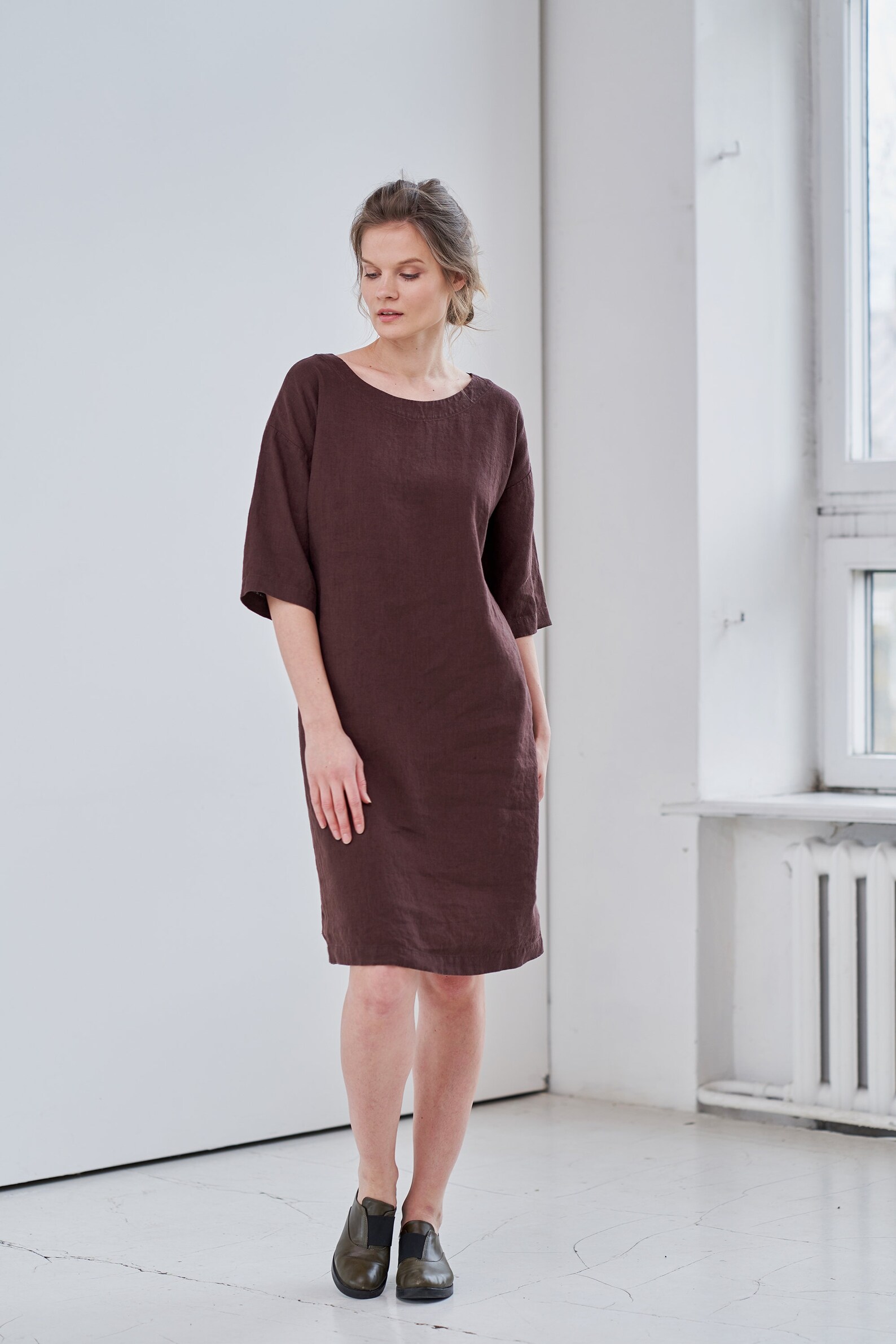 Linen Shift Dress Linen Tunic Dress Loose Linen Dress With - Etsy