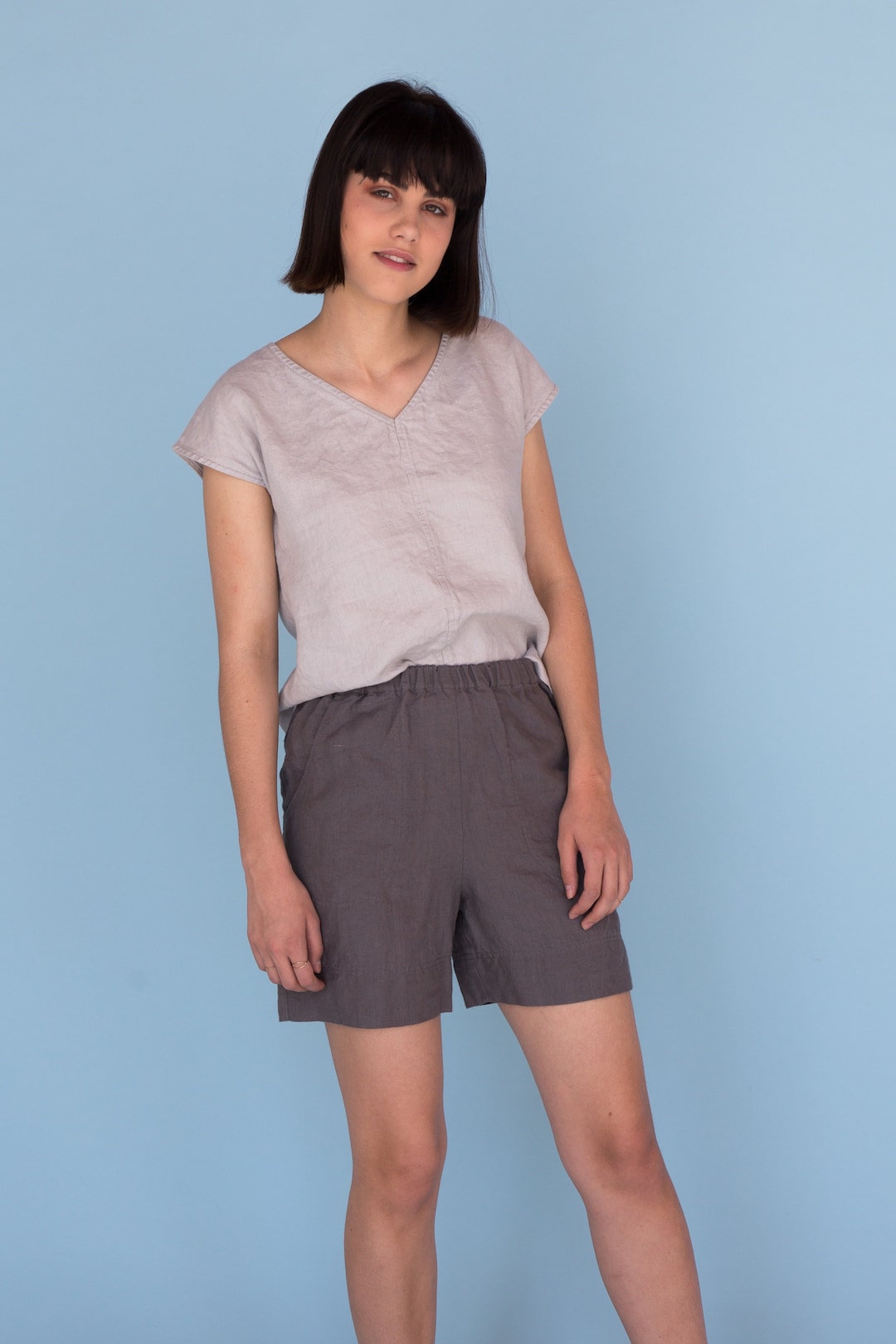 Women's Linen Shorts, Linen Summer Shorts, Washed Linen Shorts With ...