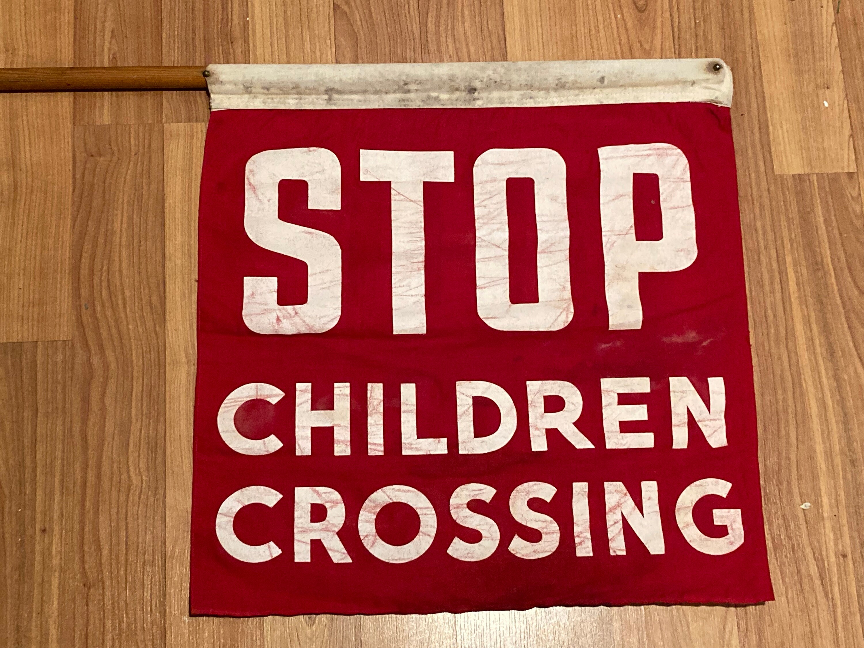 Vintage STOP Children Crossing School Banner Flag W 36 Wood - Etsy