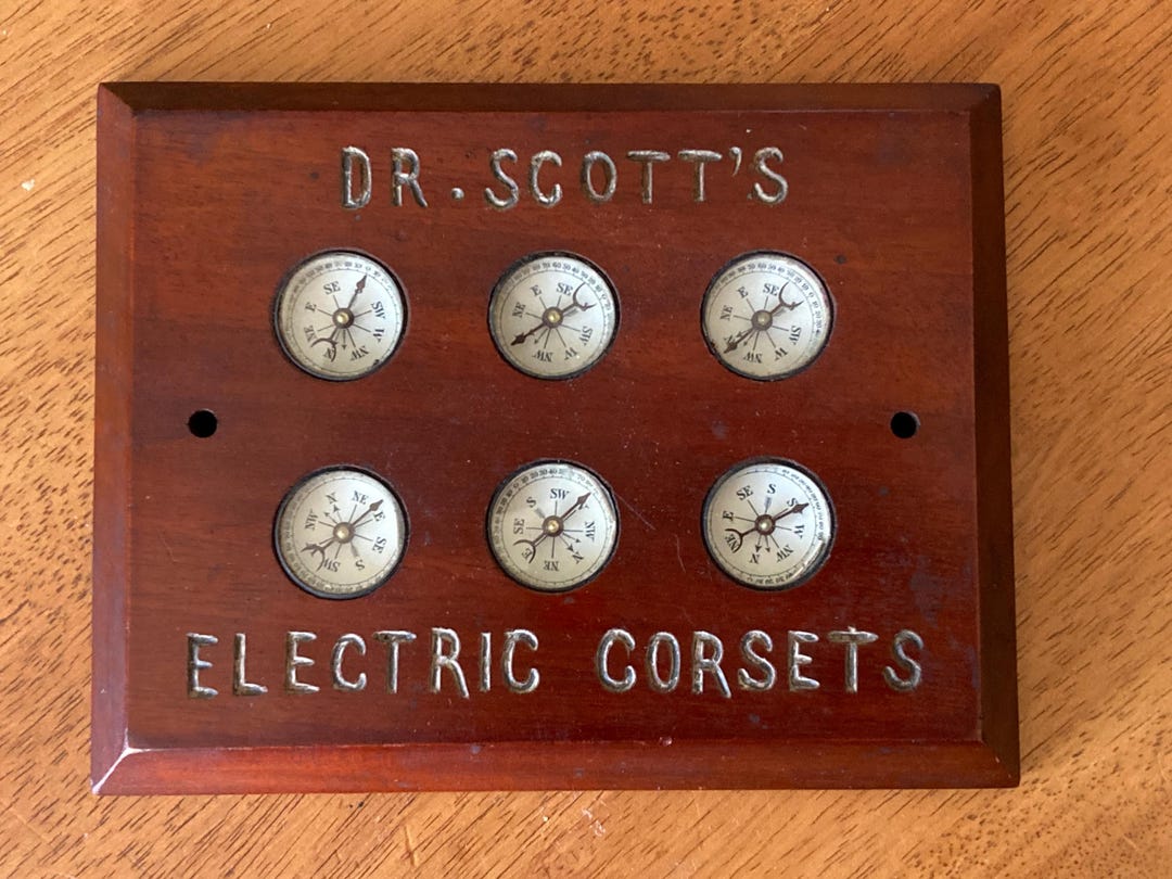 Antique Dr Scott’s Electric Corset Wood Advertising Magnetic Compass ...