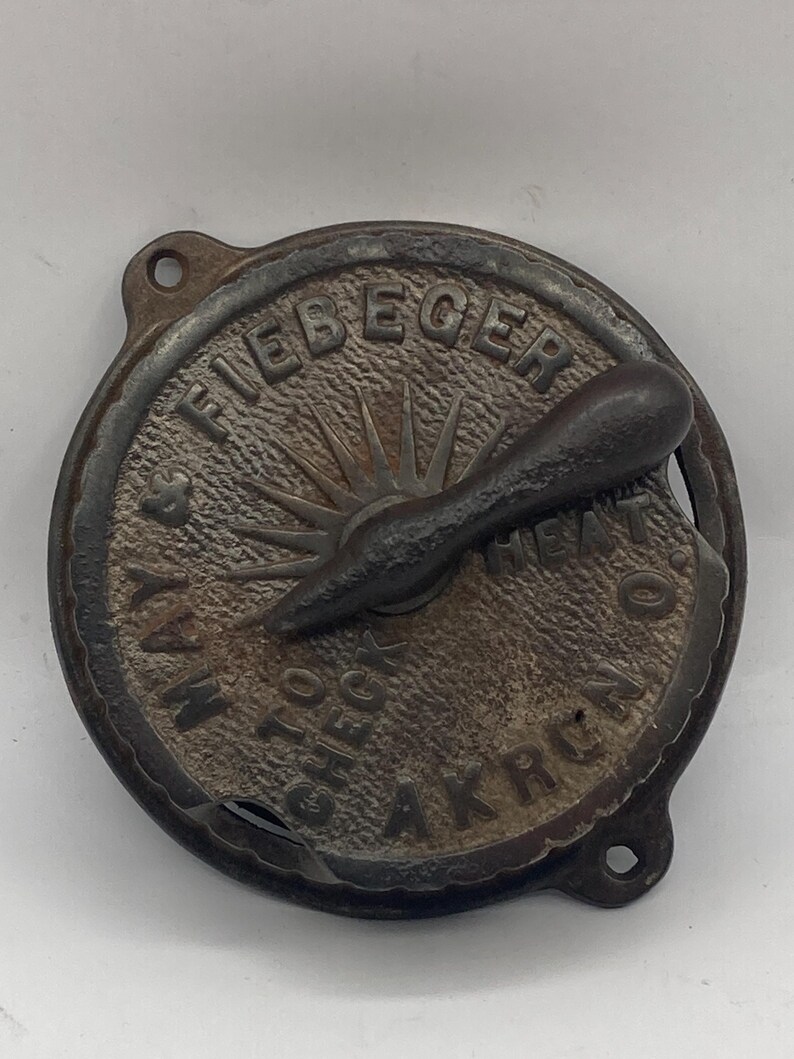 Antique Cast Iron May and Fiebeger Heater Furnace Damper Dial Gauge ...