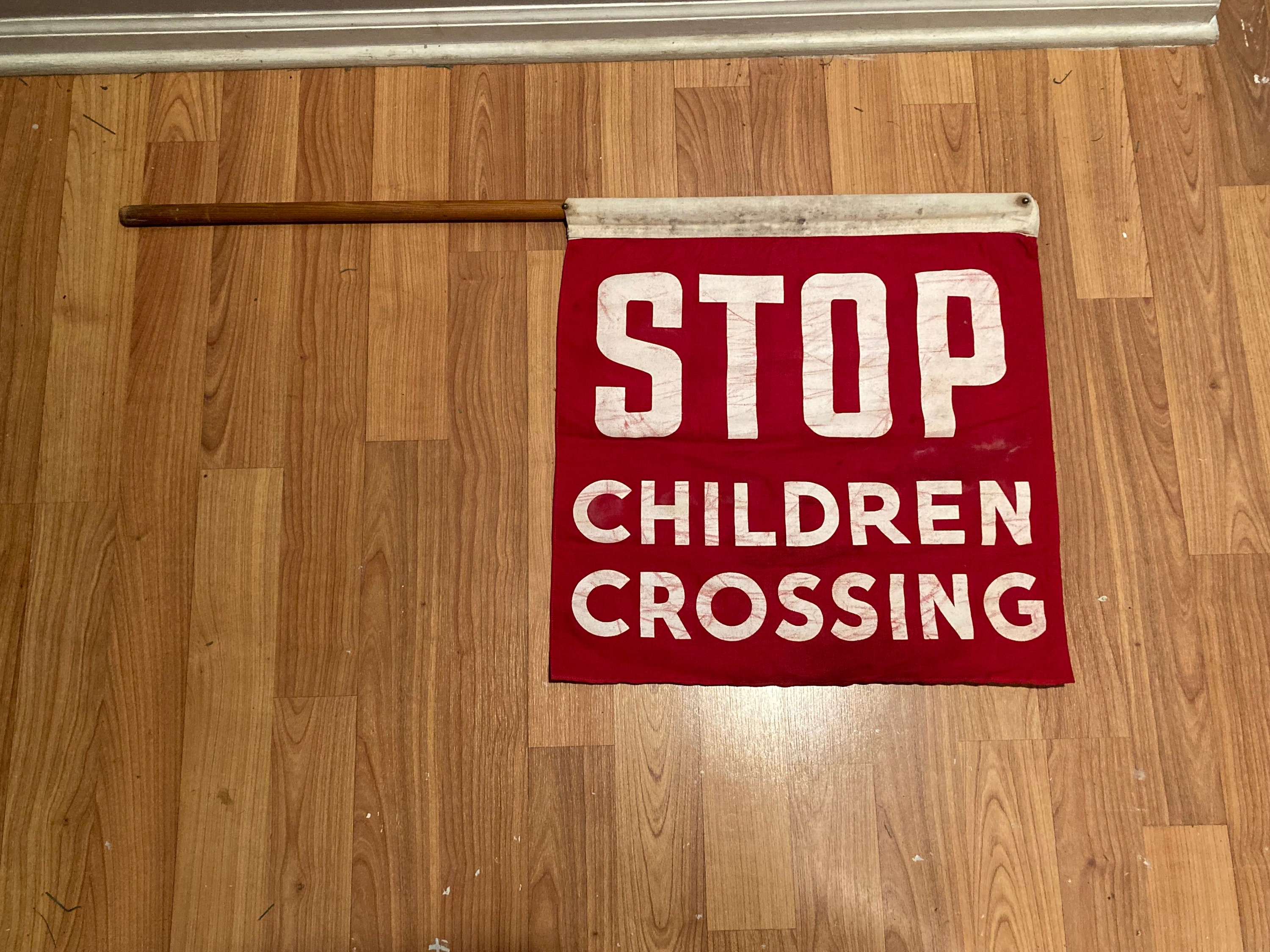 Vintage STOP Children Crossing School Banner Flag W 36 Wood - Etsy