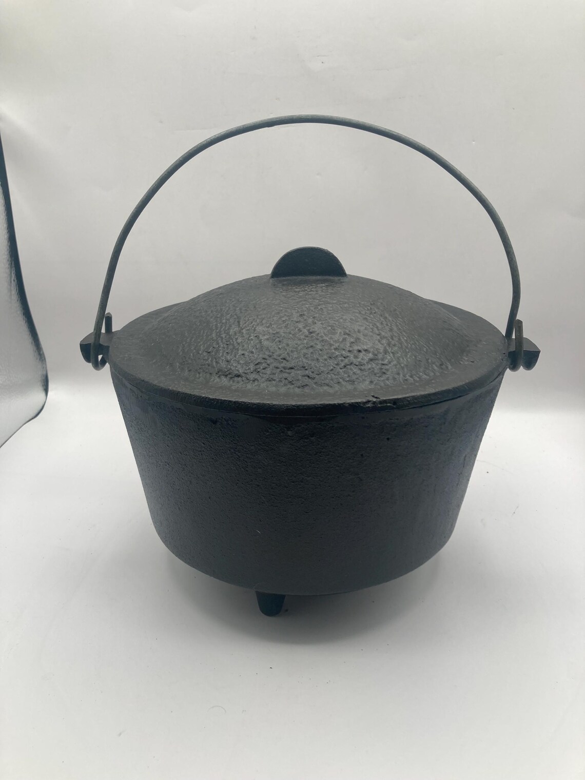 Rare Cast Iron Bean Sugar Pot Gypsy Kettle W Lid 3 Leg Cowboy Pioneer ...