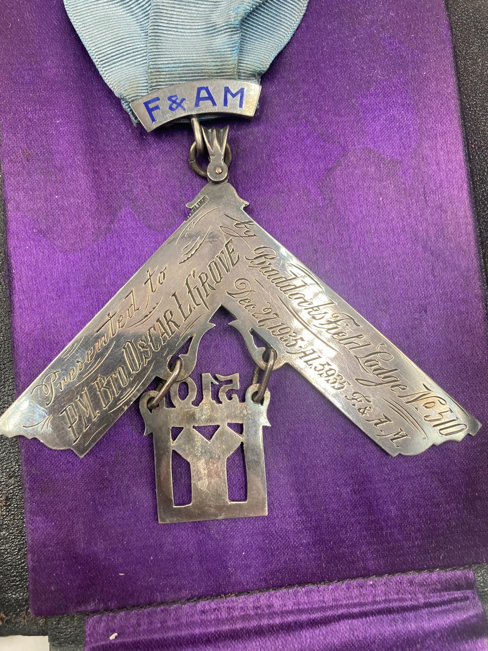 Antique Free Mason F&AM Sterling Silver Medal Lodge 510 Historic ...