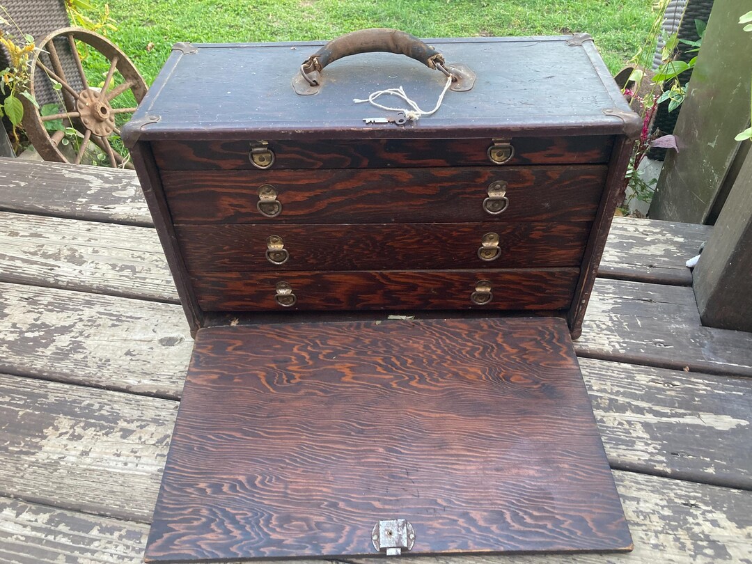 Vintage Wood Tool Box American Hardware Company Machinist Tool Chest ...