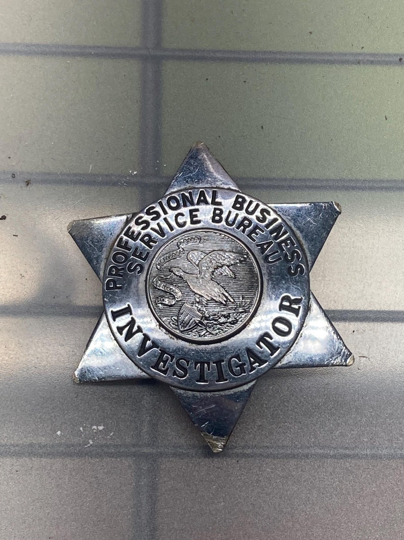 Vintage Investigator Badge Professional Business Service Bureau Silver ...