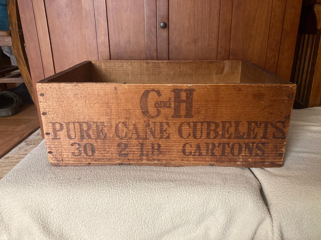 Vintage C&H Sugar Advertising Pure Cane Cubelets Wood Crate Box ...