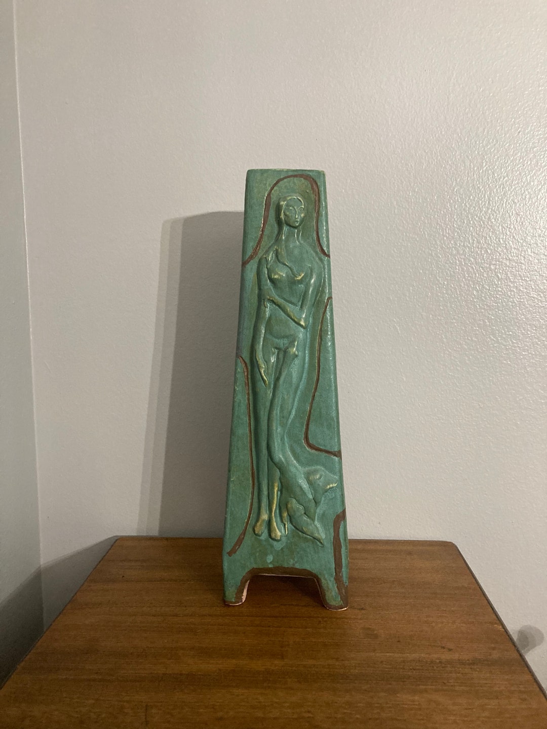 Leda and the Swan Arts and Crafts Rozart Art Pottery Matte Green Art ...