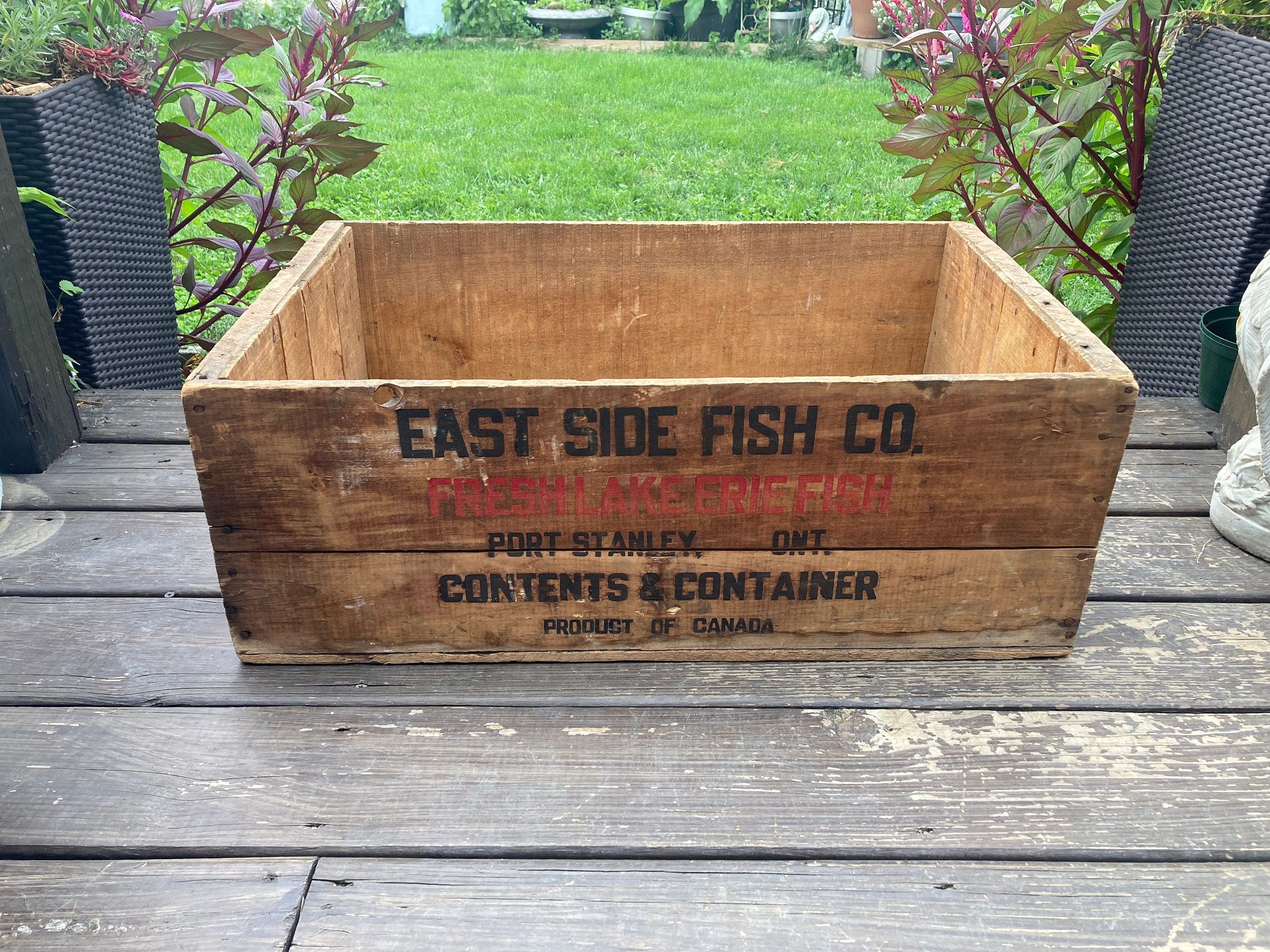 Vintage Advertising Wood Crate East Side Fish Co Lake Erie Fish Port ...