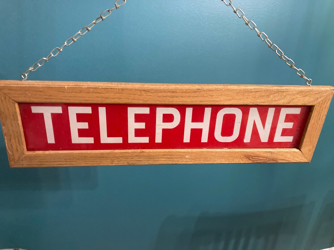 Vintage Red Telephone Reverse Painted Glass Wood Framed Hanging Sign - Etsy