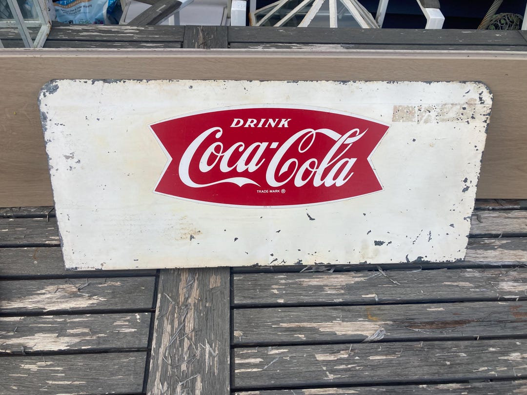 Vintage Coca Cola Coke Metal Fishtail Logo Machine Rack Counter ...