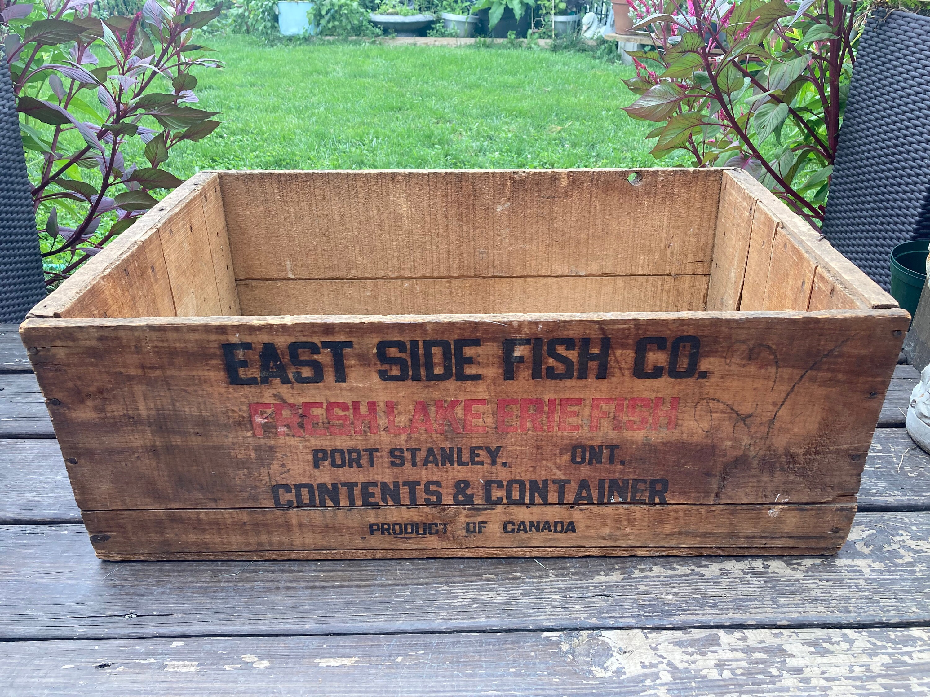 Vintage Advertising Wood Crate East Side Fish Co Lake Erie Fish Port ...