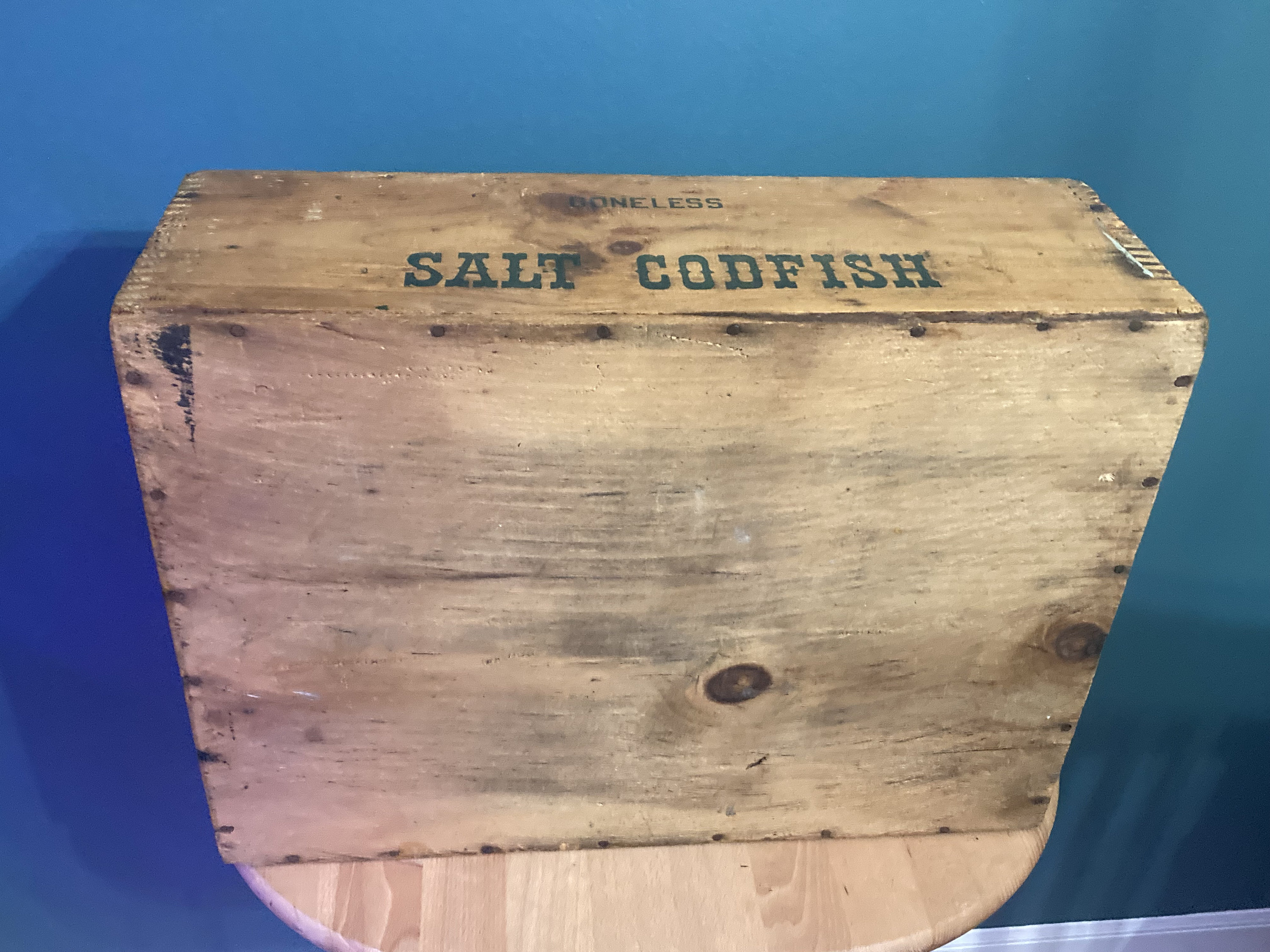 Vintage Cod Fish 40 Fathom Fish Co. Boston Advertising Large Wood Crate ...