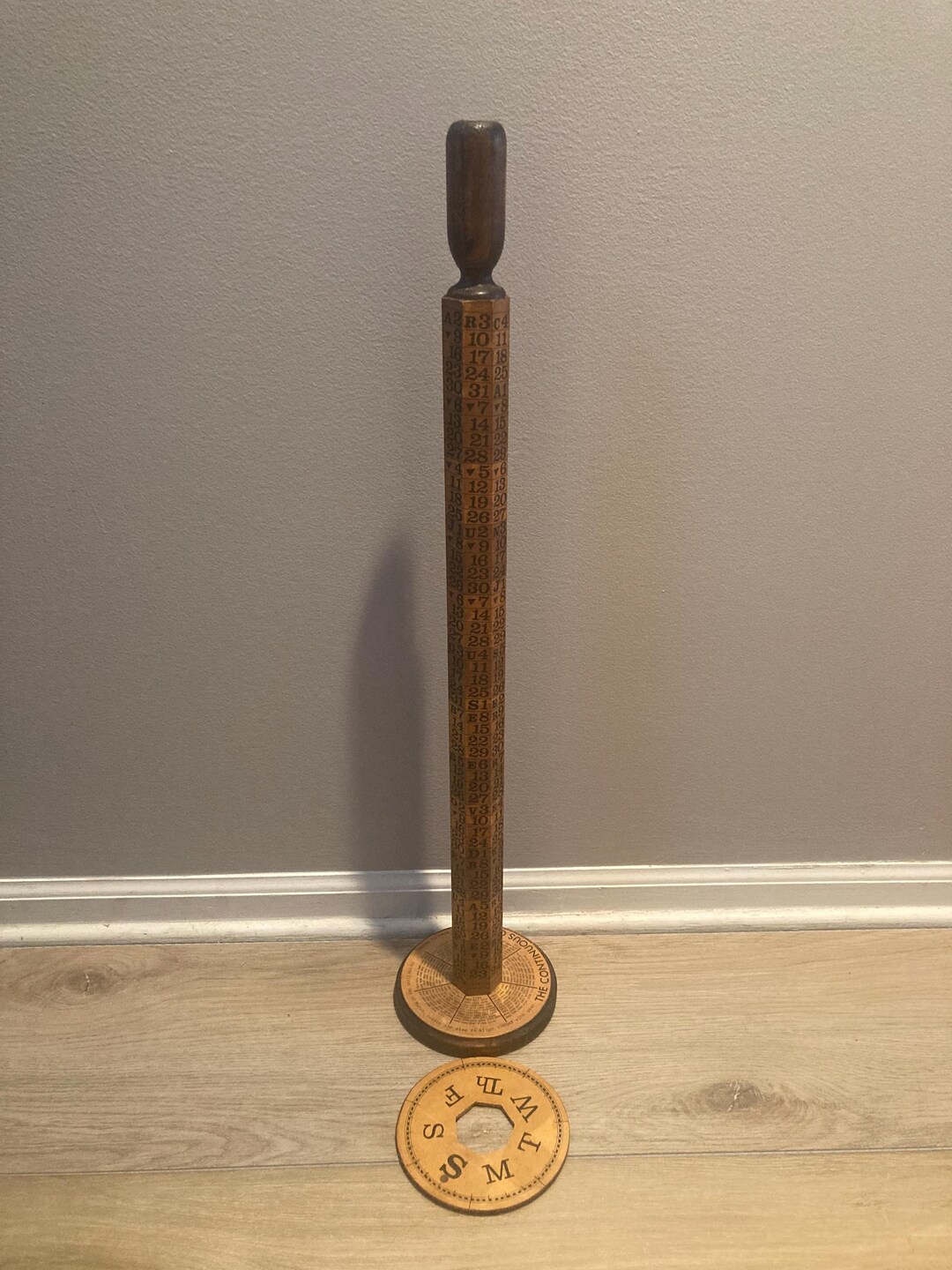 Continuous Calendar by EB Arnett, Upright Pole Style Wooden Calendar ...