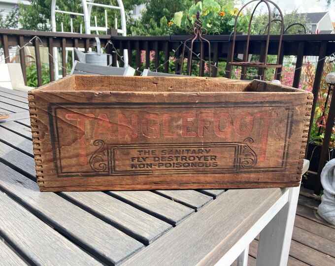 Antique Wood Crate Tanglefoot Sanitary Fly Insect Destroyer NON ...