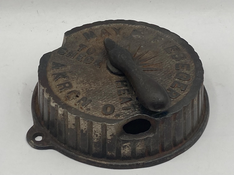 Antique Cast Iron May and Fiebeger Heater Furnace Damper Dial Gauge ...