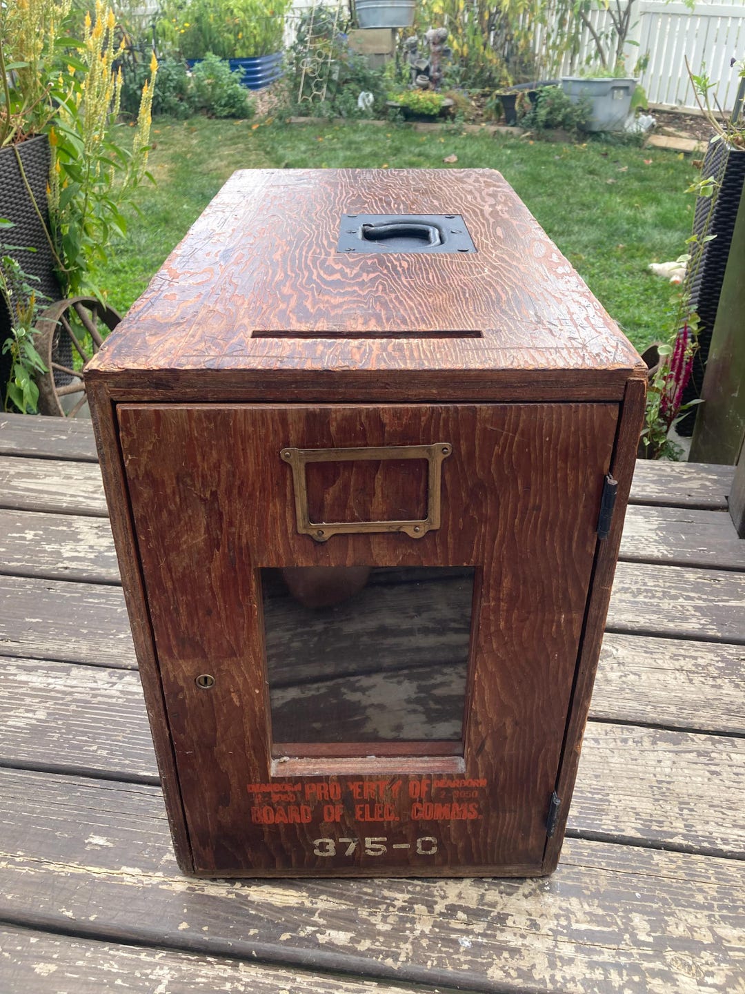 Antique Election Voting Chicago Wood Ballot Box Numbered Glass Window ...