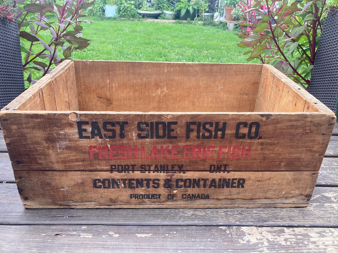 Vintage Advertising Wood Crate East Side Fish Co Lake Erie Fish Port ...
