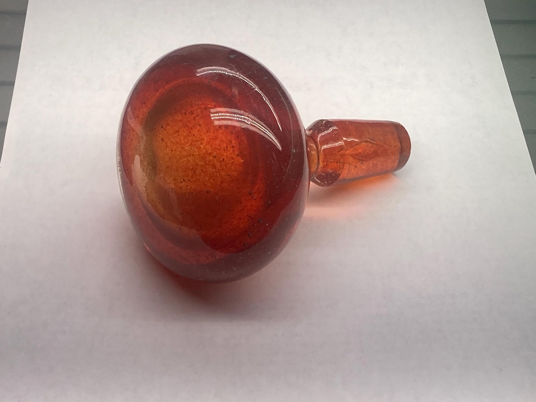 Vintage Blenko Orange Amberina Bubble Glass Stopper Mid Century Modern ...