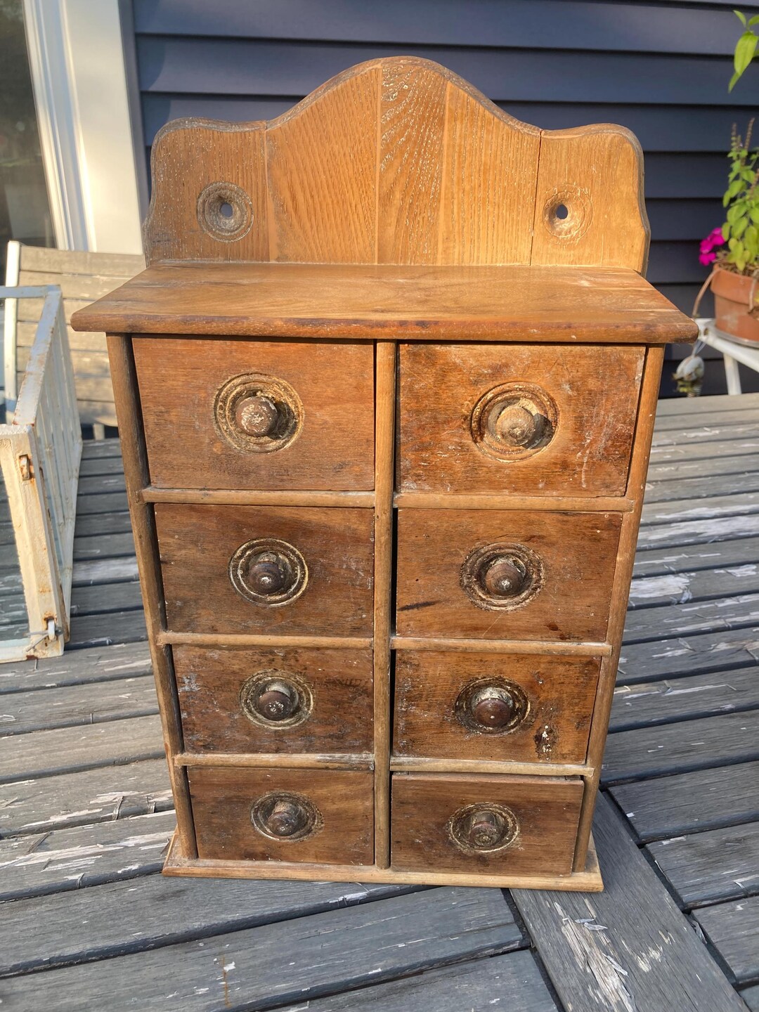Antique Primitive Spice Rack Drawers Wood Cabinet Vintage Storage ...