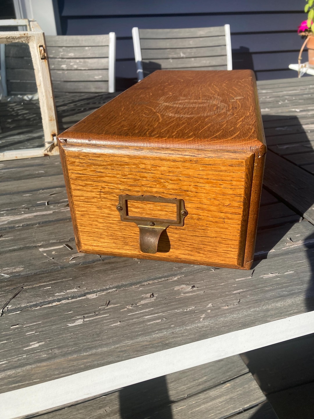 Antique Oak Library Index Card Drawer Arts and Crafts Cabinet Vintage ...