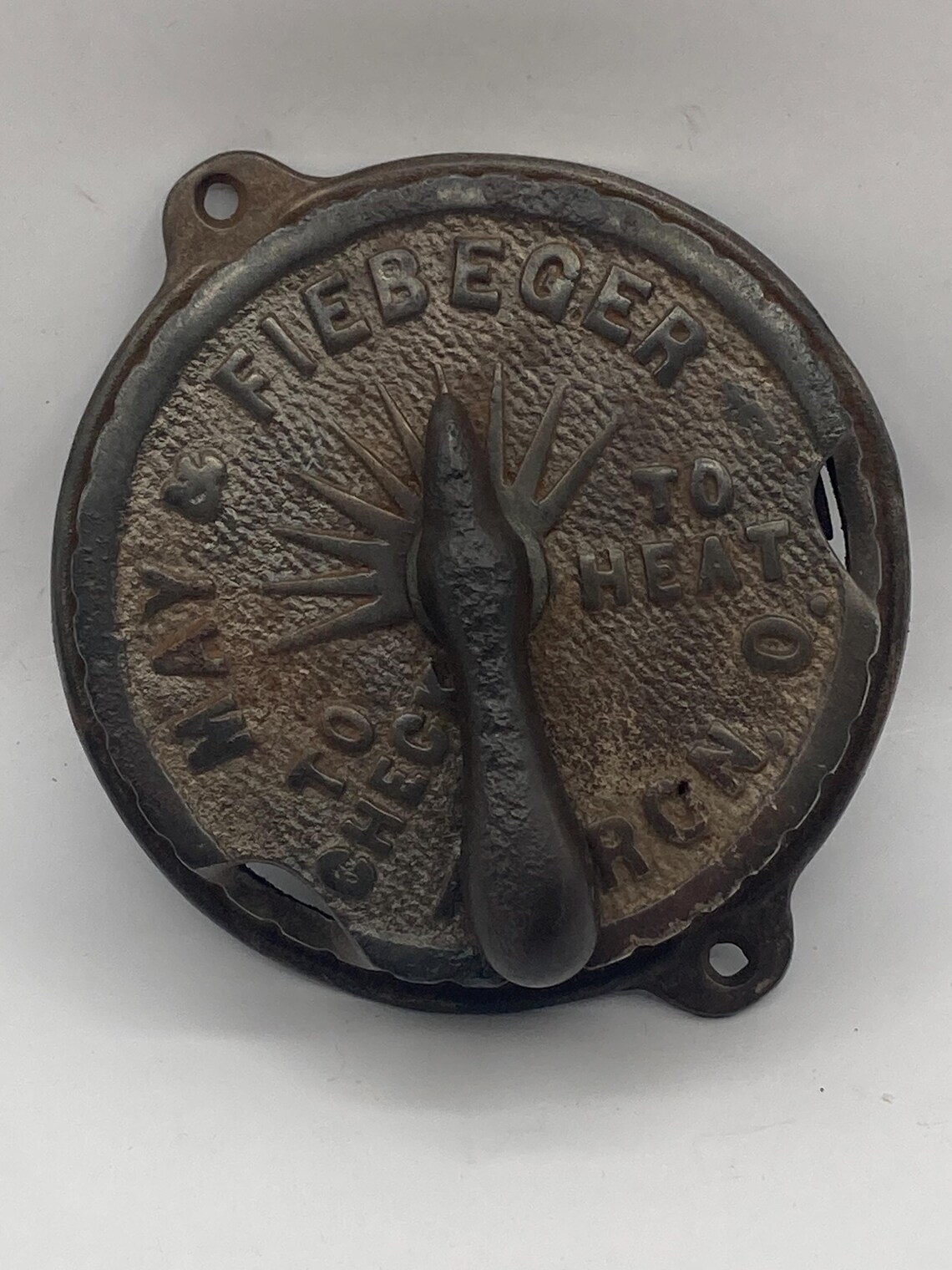 Antique Cast Iron May and Fiebeger Heater Furnace Damper Dial Gauge ...