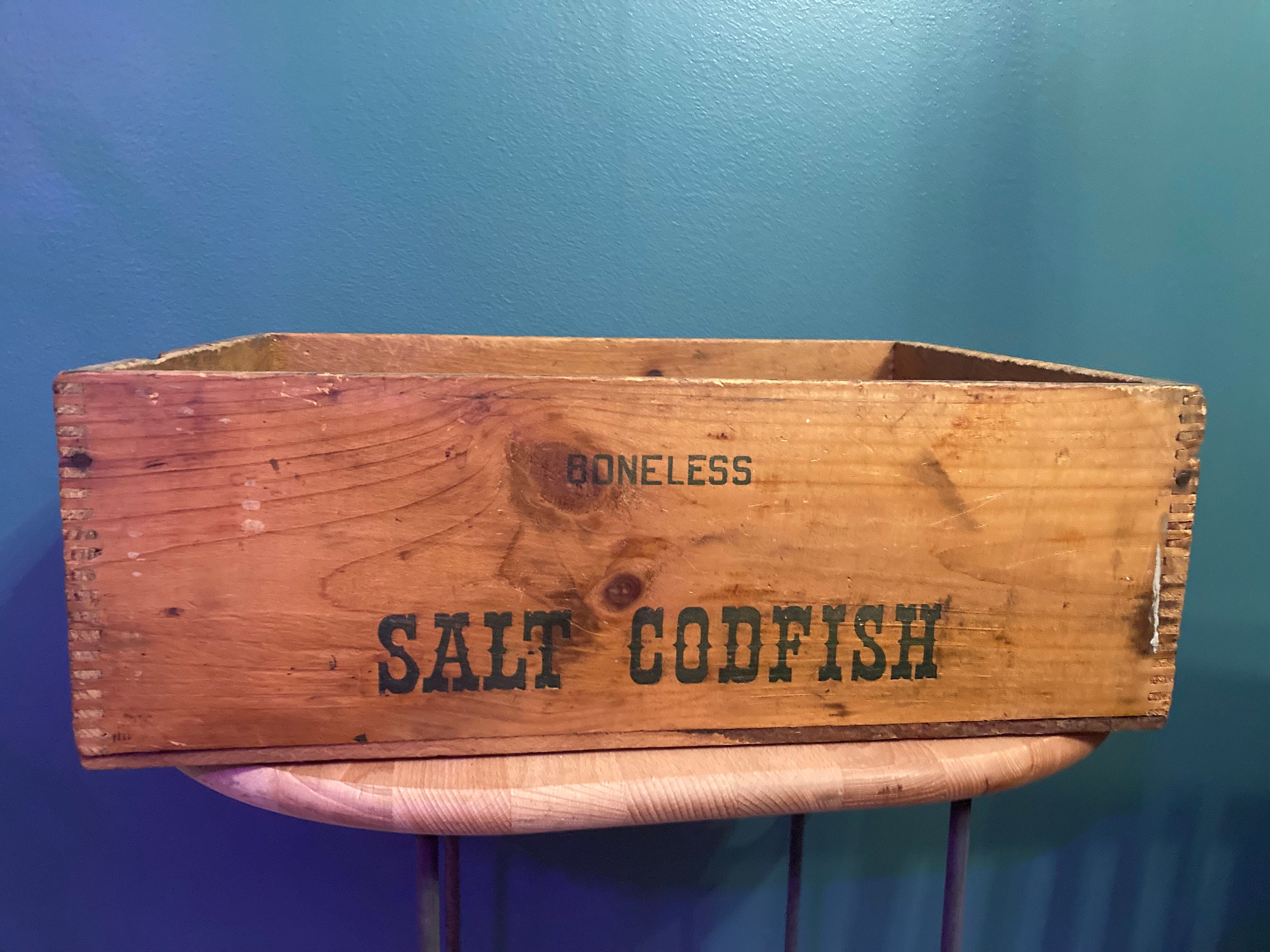Vintage Cod Fish 40 Fathom Fish Co. Boston Advertising Large Wood Crate ...
